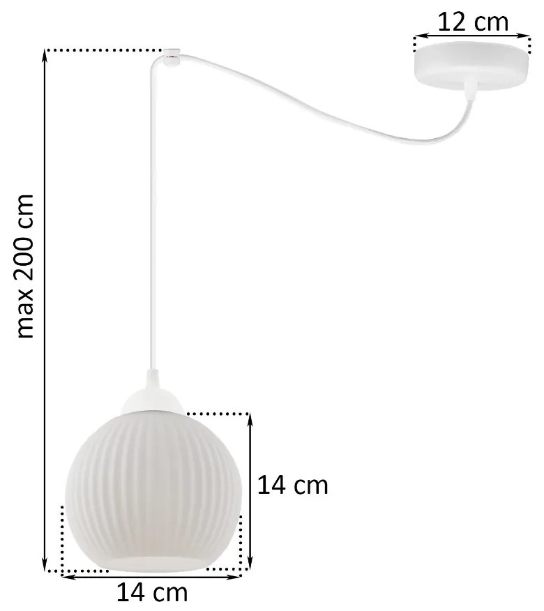 Závěsné svítidlo Riffle Round Spider, 1x bílé skleněné stínítko, w