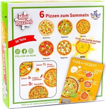 Kulaté puzzle Pizza mix / Puzzle / 36 dílků / průměr 15 cm