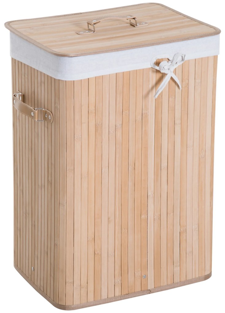HOMCOM koš na prádlo box na prádlo s víkem 72L skládací plátěný pytel z přírodního bambusu 40 x 30 x 60 cm ideální pro sběr prádla | Aosom.de