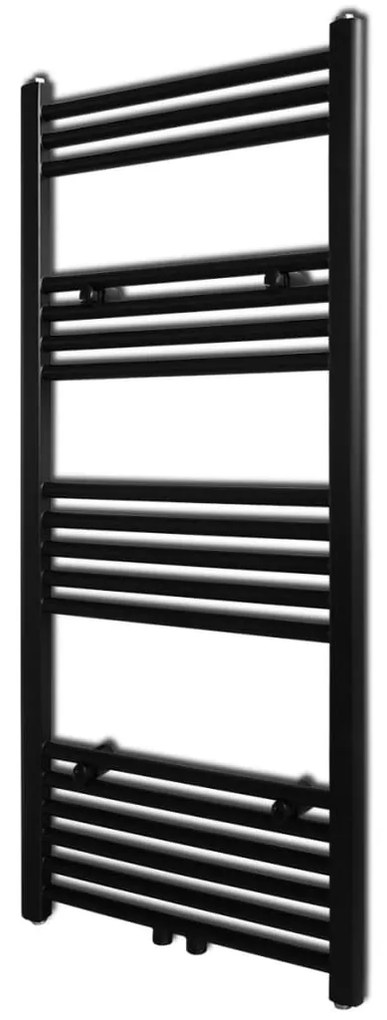 Černý žebříkový radiátor na ručníky rovný ústřední topení 500x1160 mm 141907