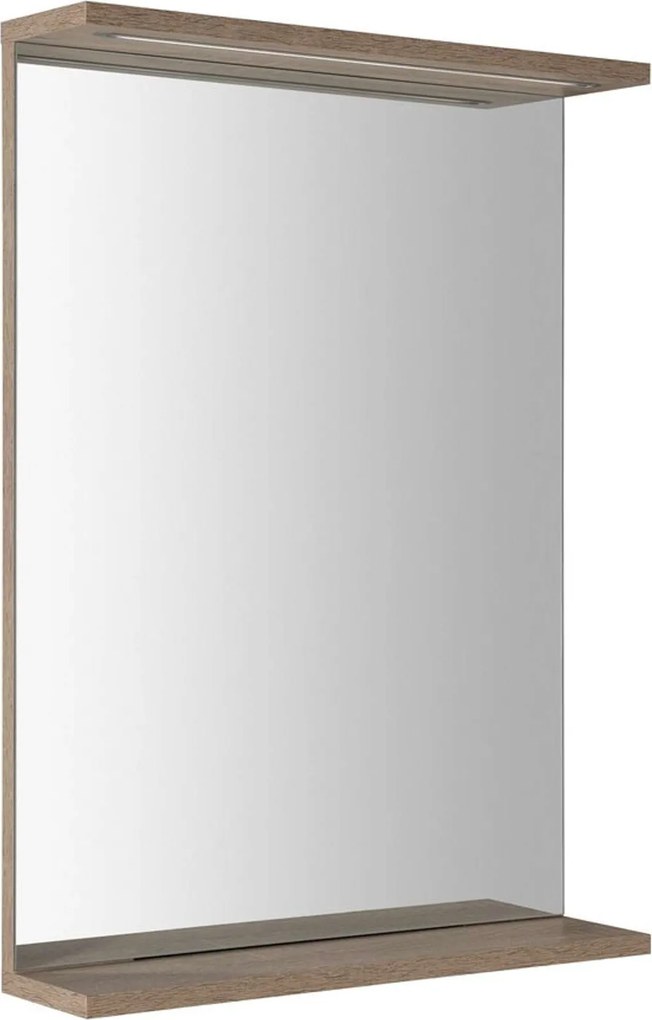 Aqualine Korin - Zrcadlo s LED osvětlením 50x70x12 cm, dub platin KO995S