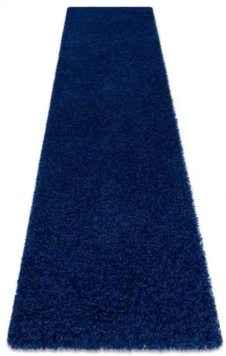Koberec Běhoun jednobarevný SOFFI shaggy 5cm tmavě modrý Rozměr: 60x200 cm