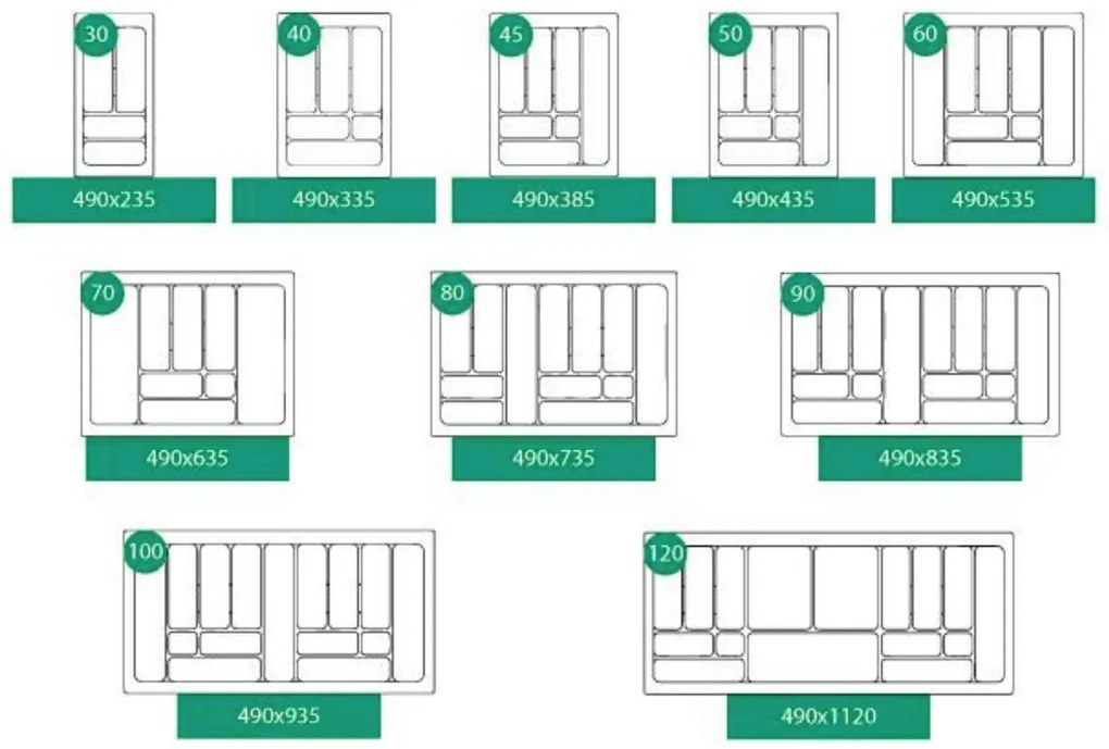 In-Design Příborník UNI 490 mm šedá metalíza - různé šířky Šířka příborníku (mm): 208 - 235