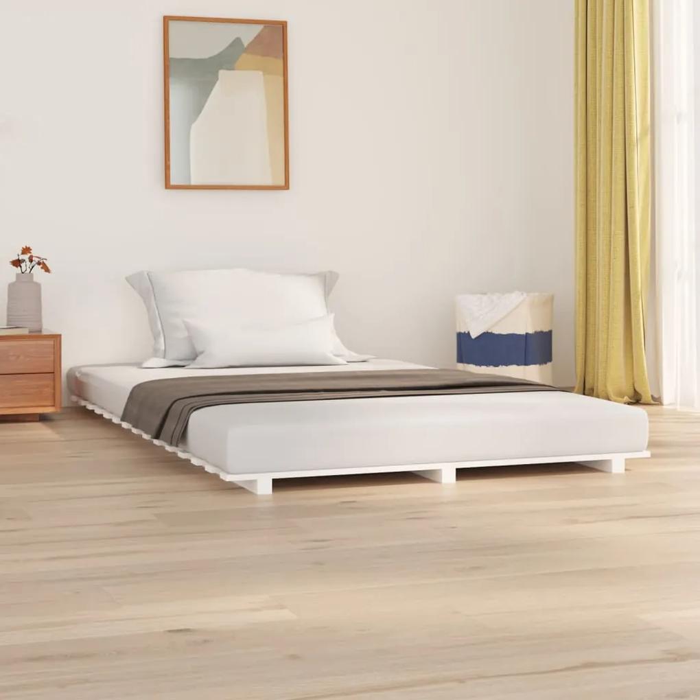 Rám postele bílý 140 x 190 cm masivní borovice - Default Title