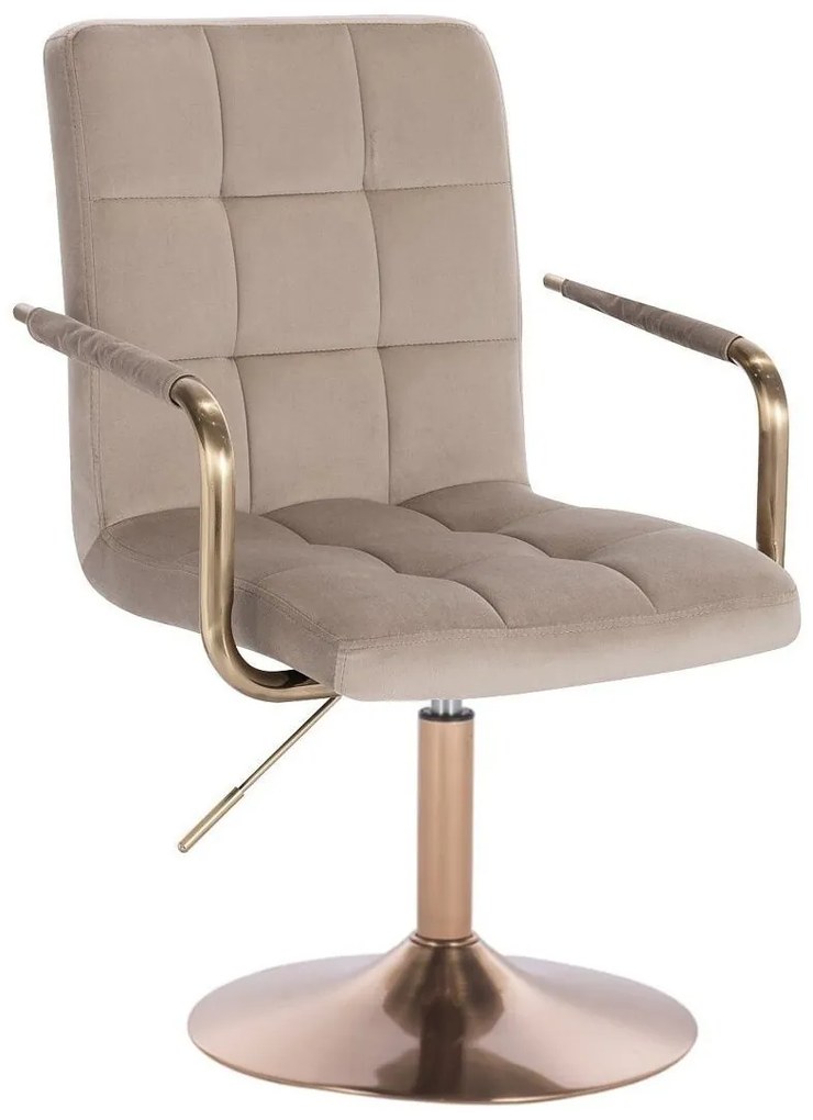 LuxuryForm DESIGN Otočná židle VERONA GOLD VELUR na zlatém talíři - latte