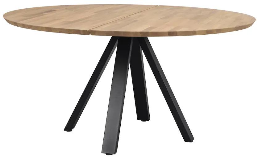 Rowico Přírodní dubový jídelní stůl Carradale 150 cm s černými nohami V