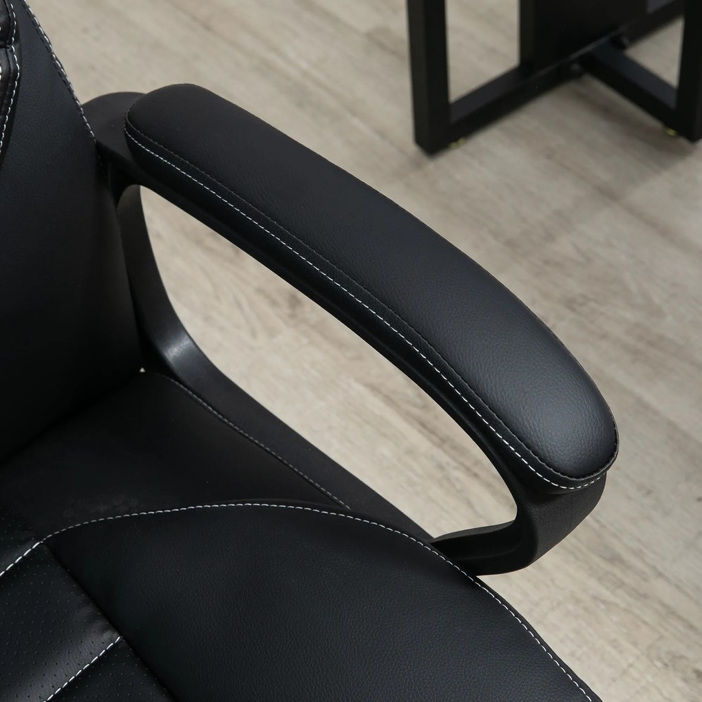 Masážní kancelářská židle Vinsetto v kůži, ergonomická výškově nastavitelná otočná židle, počítačová židle v černé barvě pro kancelář a domácí kancel…