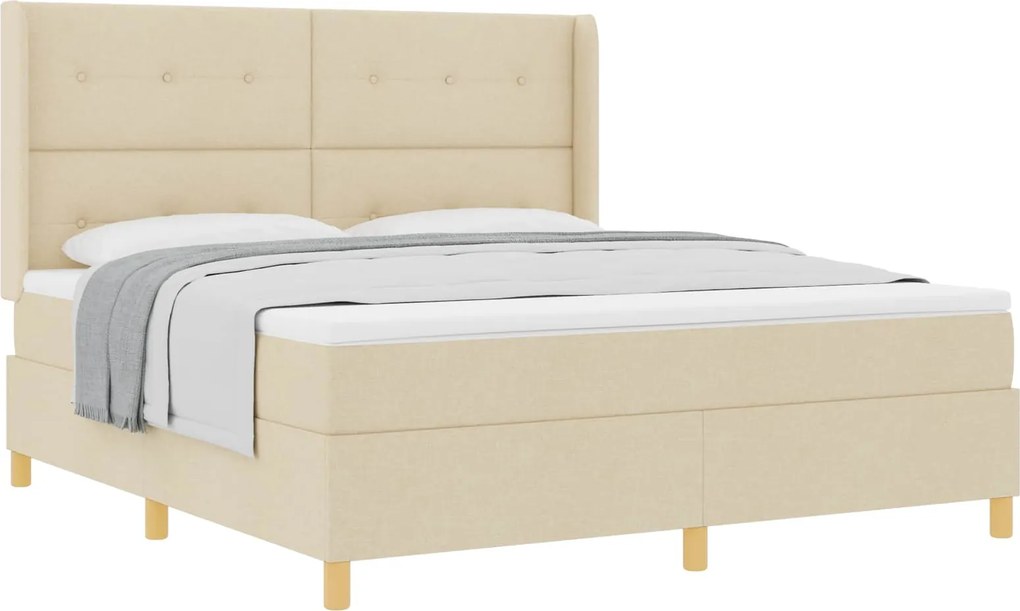 Postel s boxspringem s čelo Krémová 180 x 200 cm textil 3341852