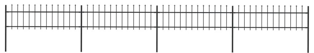 Zahradní plot s kopím nahoře ocelový 714,5 x 60 cm černý