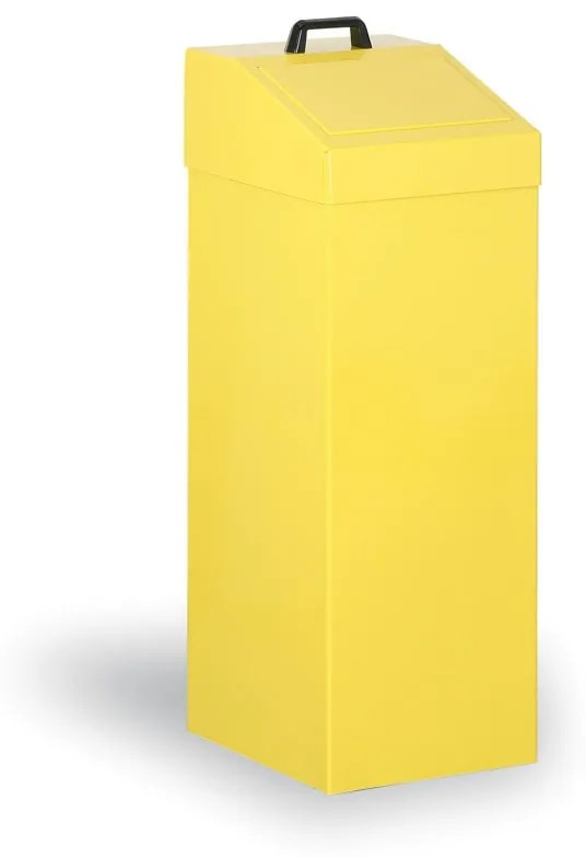 Kovový odpadkový koš na tříděný odpad, 100 l, žlutý