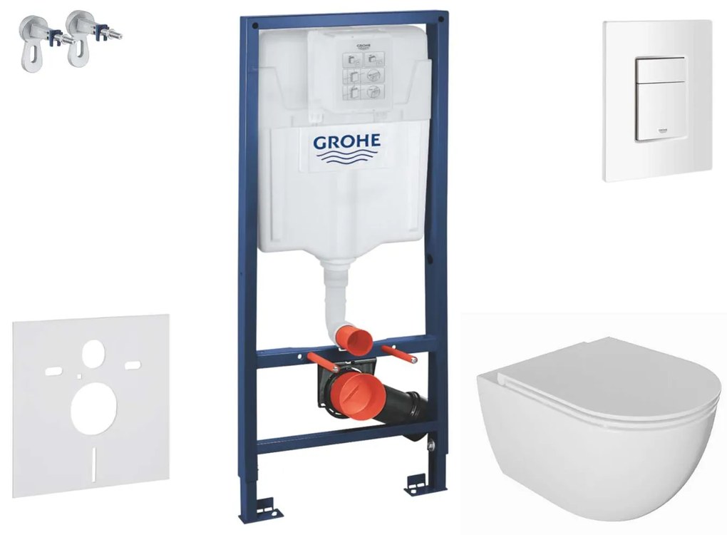 Grohe Rapid SL - Set předstěnové instalace, klozetu Oudee a sedátka softclose, tlačítko Skate Cosmopolitan, alpská bílá SANI11BA3101