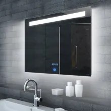 Eurosanit MALENA 60 až 160 cm – zrcadlo do koupelny s LED osvětlením a hodinami Rozměr: 60x65cm