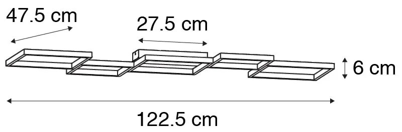 Stropní lampa zlatá vč. LED 3 stupňová stmívatelná 5-světlo - Lejo