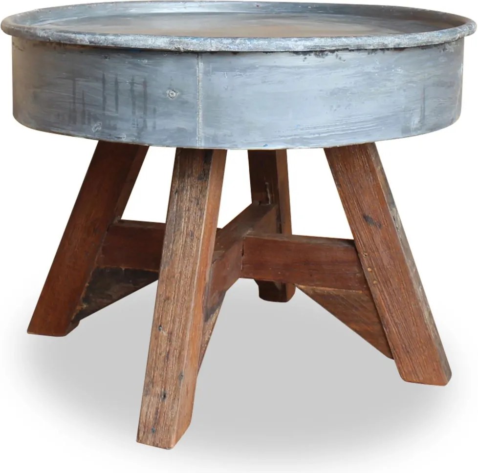 Konferenční stolek - masivní recyklované dřevo - stříbrný | 60x45cm