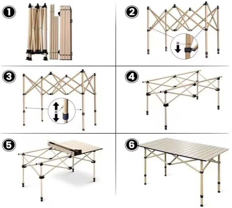 Flamenco Mystique Skládací piknikový cateringový stůl 53 x 51 cm béžový SC10JBR pro outdoorové aktivity