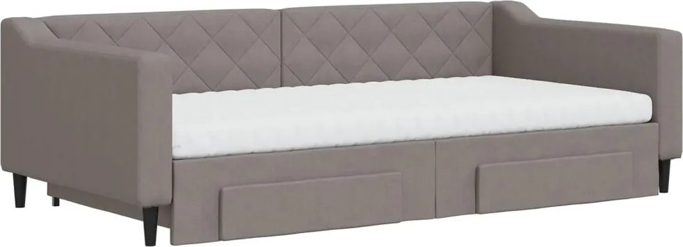 Válenda s přistýlkou a zásuvkami taupe 100 x 200 cm textil 3197488