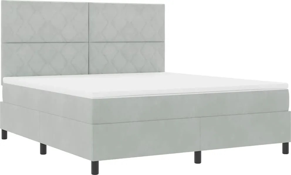 Postel s boxspringem s čelo Světle šedá 180 x 200 cm samet 3339914