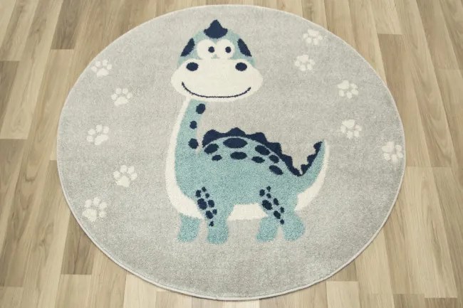 Dětský koberec EMILY KIDS 5860C Dinosaurus, tyrkysový / světle šedý