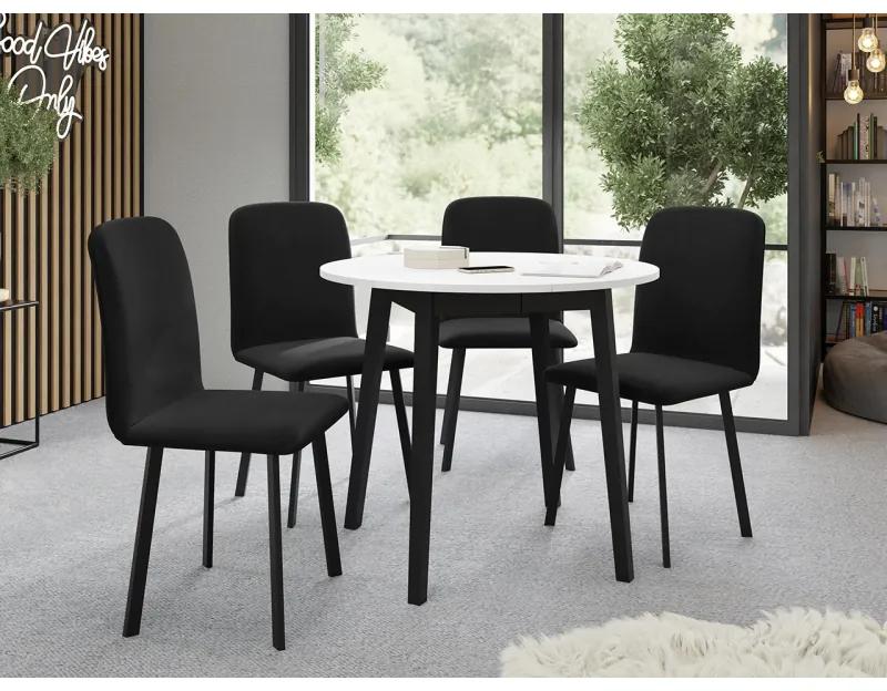 Rozkládací stůl Kirtore S 90 se 4 židlemi Lekoz, Barva dřeva: šedý mramor + černá, Potah: Amor Velvet 4321