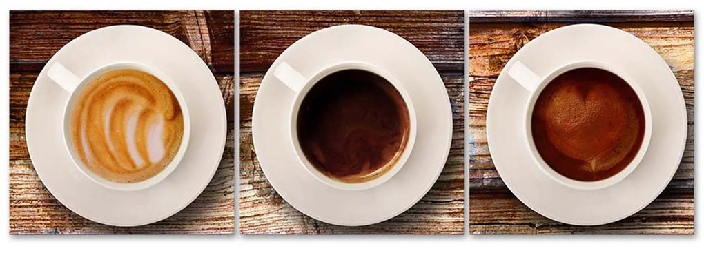 Gario Sada obrazů na plátně Káva ve 3 variantách - 3 dílná Rozměry: 90 x 30 cm