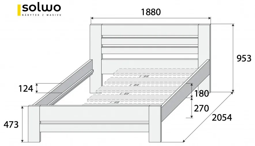 Masivní postel DARA - Solwo Design Dřevo a odstín oleje: DUB Cink - Olej odstín DO202, Rozměr spací plochy: 180x200