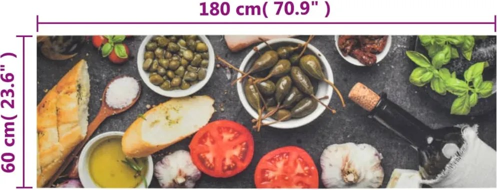 Kuchyňský koberec omyvatelný Víno a jídlo 60 x 180 cm samet 136553