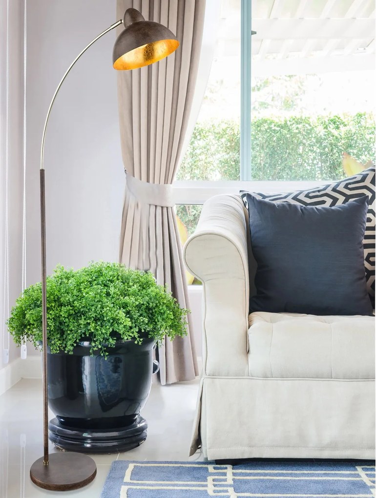 GLOBO Stojací lampa ANITA, E27, rezavě-zlatá/mosaz, 51 x 25 x 155 cm