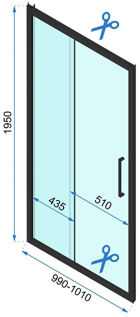 3-stěnný obdélníkový sprchový kout REA RAPID SLIDE 130/dveře x 90/zástěna cm, černý