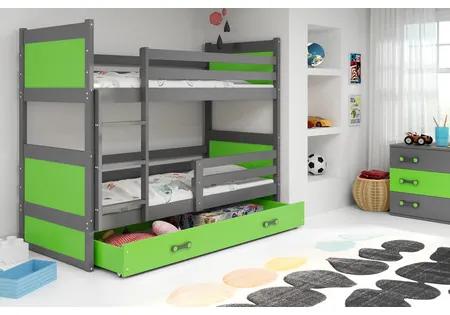 Dětská patrová postel RICO 160x80 cm Zelená Borovice