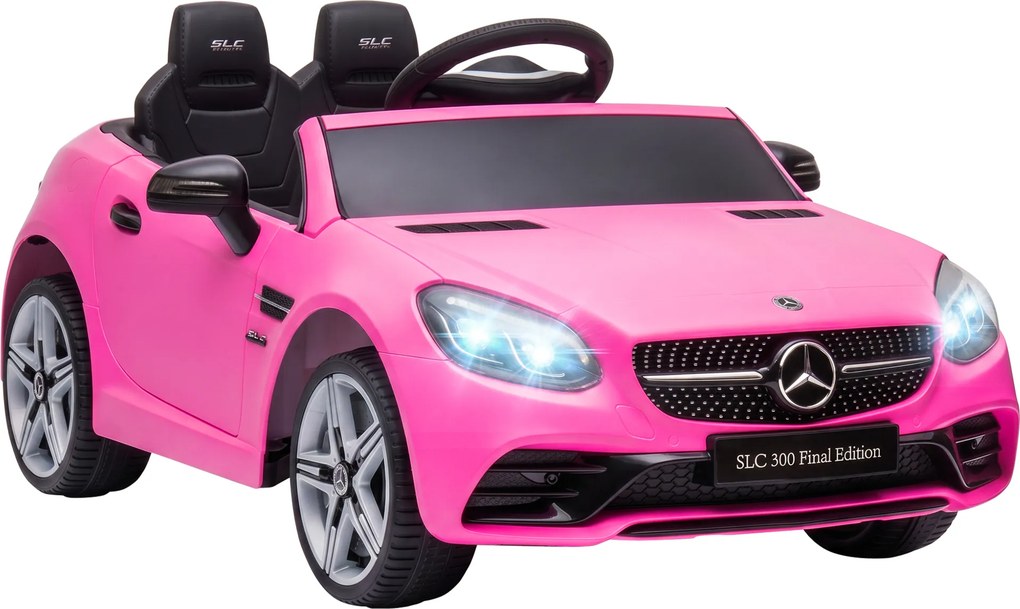 AIYAPLAY Elektrické auto pro děti 3+ let Mercedes SLC 300 12V s dálkovým ovládáním, LED předními světly, klaksonem a hudbou - Růžové