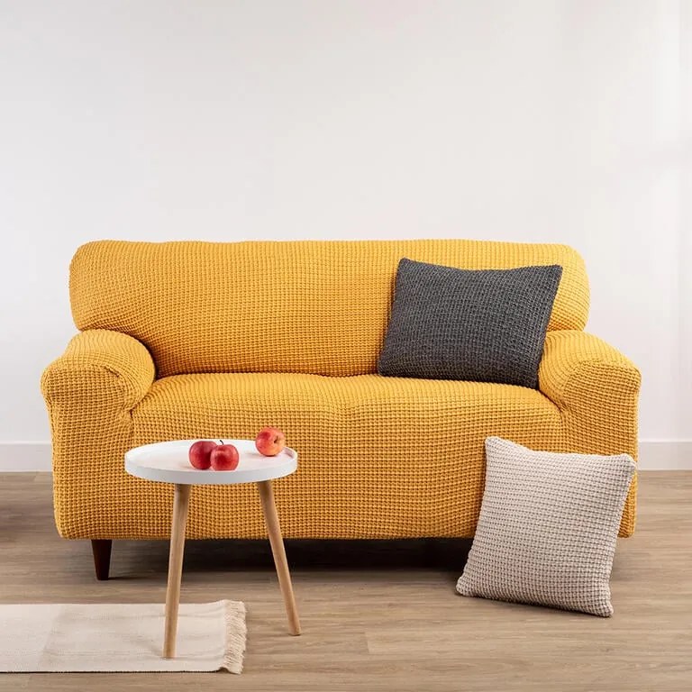 Super strečové potahy RUBINIA zlatá rohová sedačka (š. 340 - 540 cm)