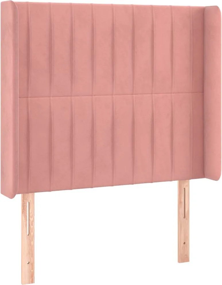 Čelo postele s LED růžové 83 x 16 x 118/128 cm samet 3124321