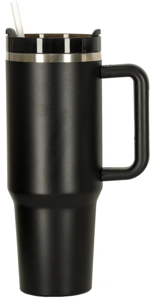 Creative Corner Termohrnek s brčkem a uchem termoska 1200ml černý