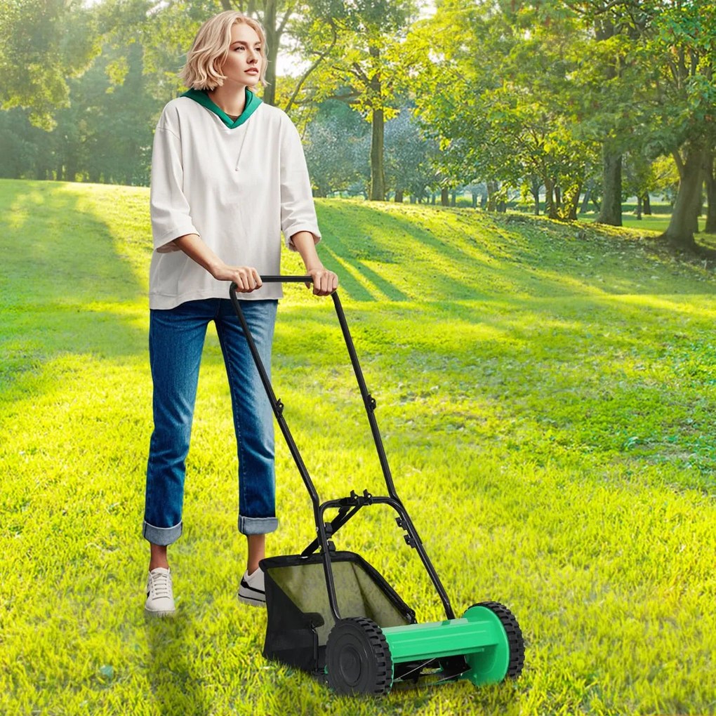 Costway Vřetenová sekačka Ruční sekačka na trávu s 30 cm šířkou záběru 18,5