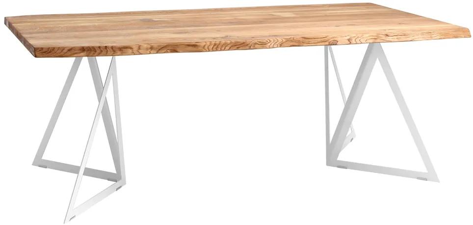 OnaDnes -20% Nordic Design Přírodní masivní jídelní stůl Geometric 200x100 cm s bílou podnoží