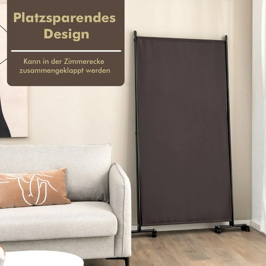 Costway 180 cm vysoká dělicí příčka na kolečkách skládací zástěna se 3 volně