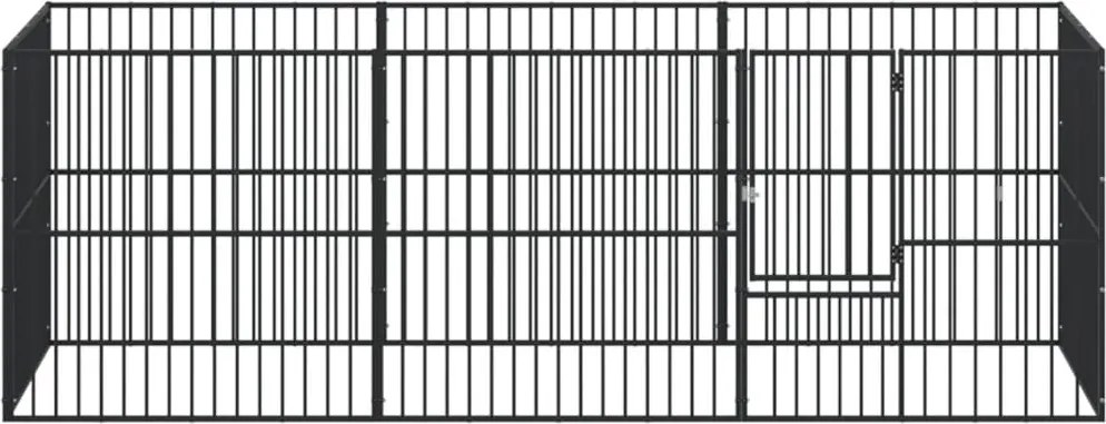 Ohrádka pro psy 8 panelů černá pozinkovaná ocel 3209557