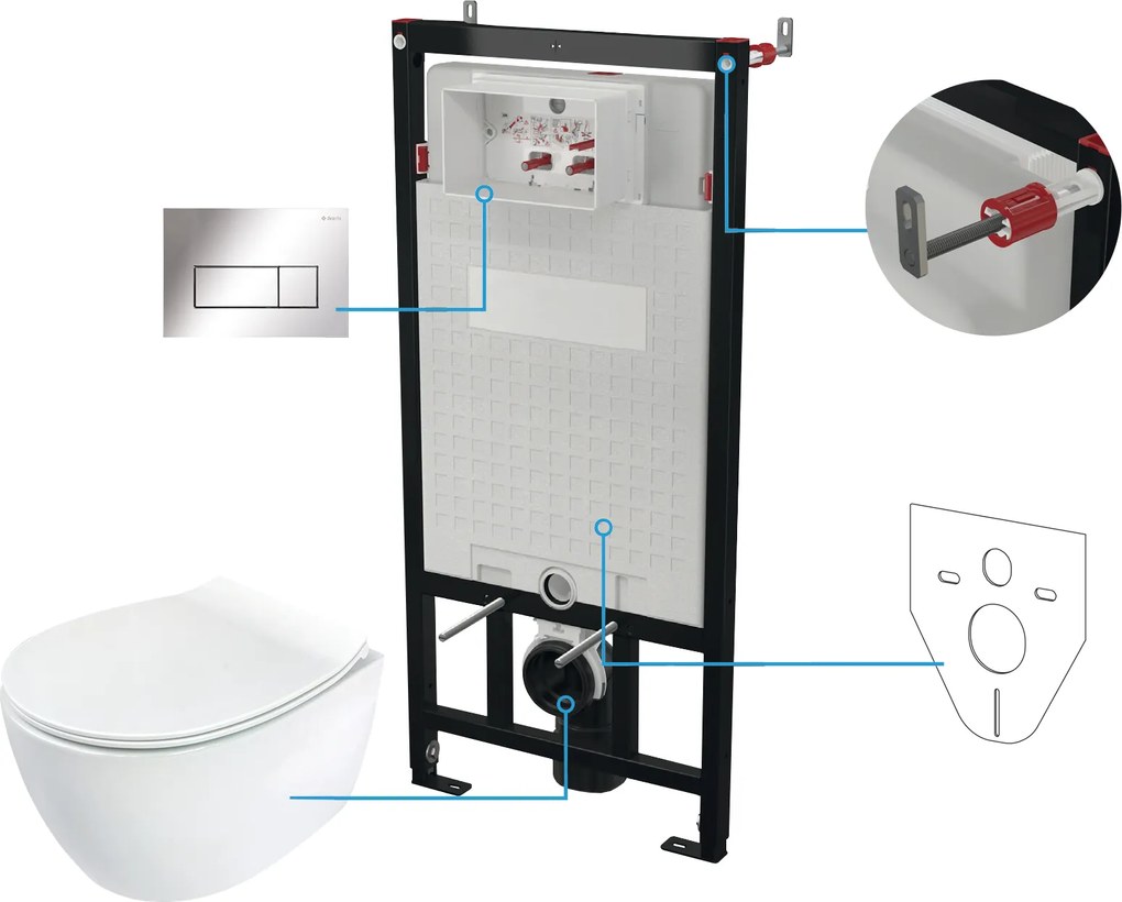 Deante WC set Silia 6v1, podomítkový systém + toaleta -