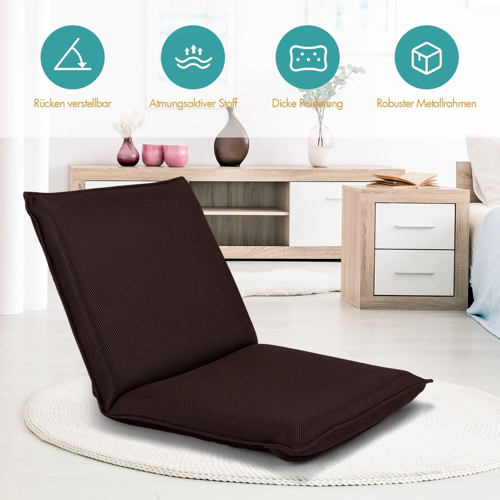 Costway Floor sofa podlahové křeslo s 6-úrovňovým nastavitelným opěradlem