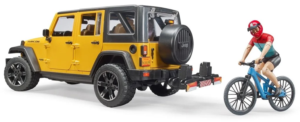 Bruder 2543 Jeep Wrangler Rubicon Unlimited s horským kolem a cyklistou, 3 ks