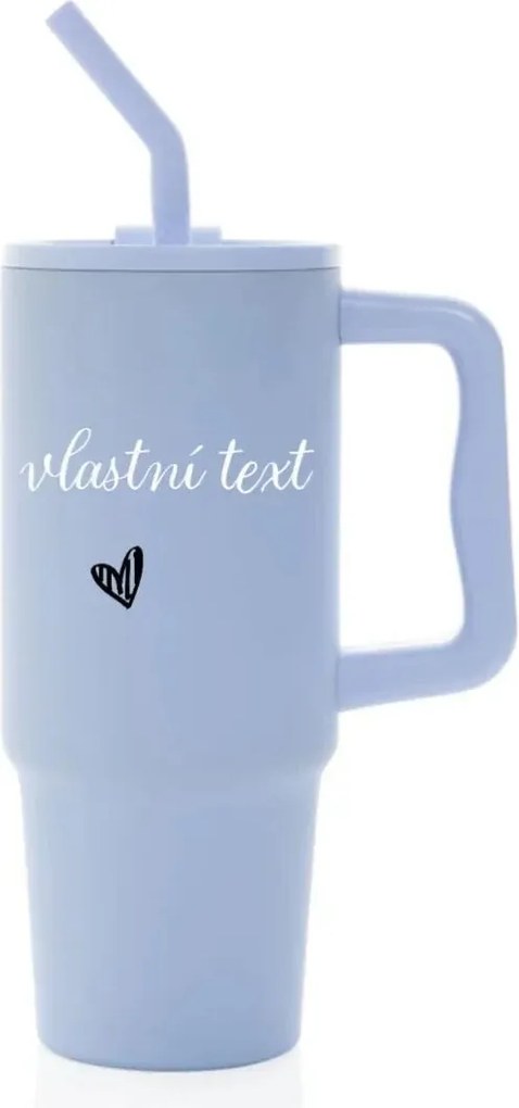Vlastní text na nerezovou termosku s barevným víčkem