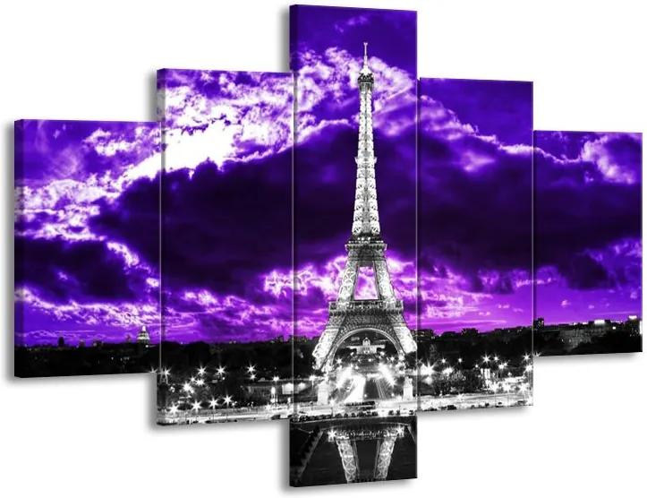 Eiffelova věž pod fialovým mrakem 100x70 cm