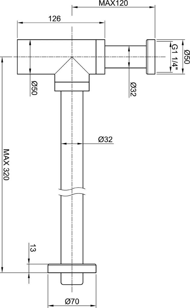 Sapho Minimal umyvadlový sifon 1'1/4 odpad 32 mm nerez MI036 Koupelny Bernold