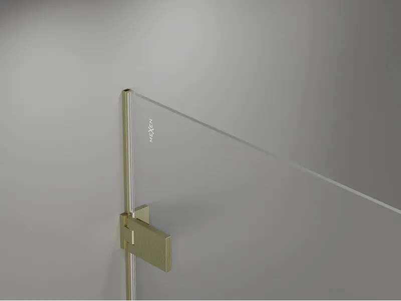 Mexen Lunar-F L skládací sprchový kout levý 80 x 80 cm, průhledný, zlatý kartáčovaný - 836L-080-080-55-00-L