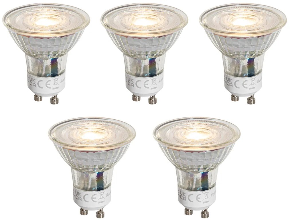 Sada 5 čirých stmívatelných LED žárovek GU10 50mm 4,5W 365 lm 2700K