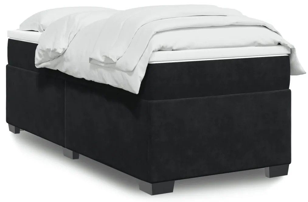Box spring postel s matrací černá 90x190 cm samet 3285253