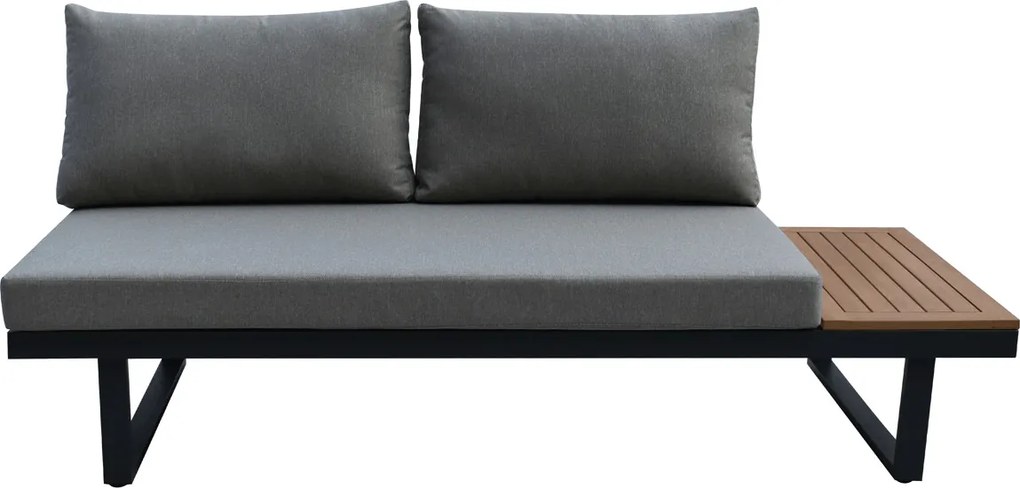 Zahradní set NOREVIA - polywood, hliník, látka, šedá / hnědá