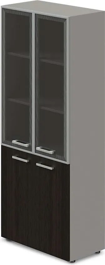Vysoká široká skříň TopOffice 79,8 x 40,4 x 196,5 cm, dvířka wenge