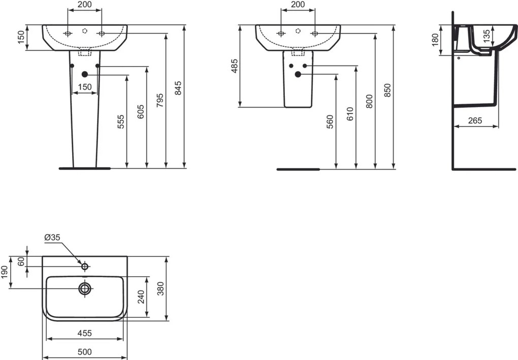 Ideal Standard i.life S - Umyvadlo 500x370 mm, bílá T458501