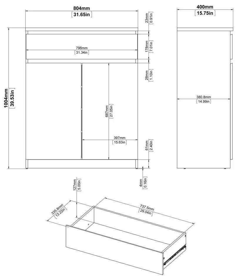 Tvilum Komoda Simplicity 234 bílý lesk